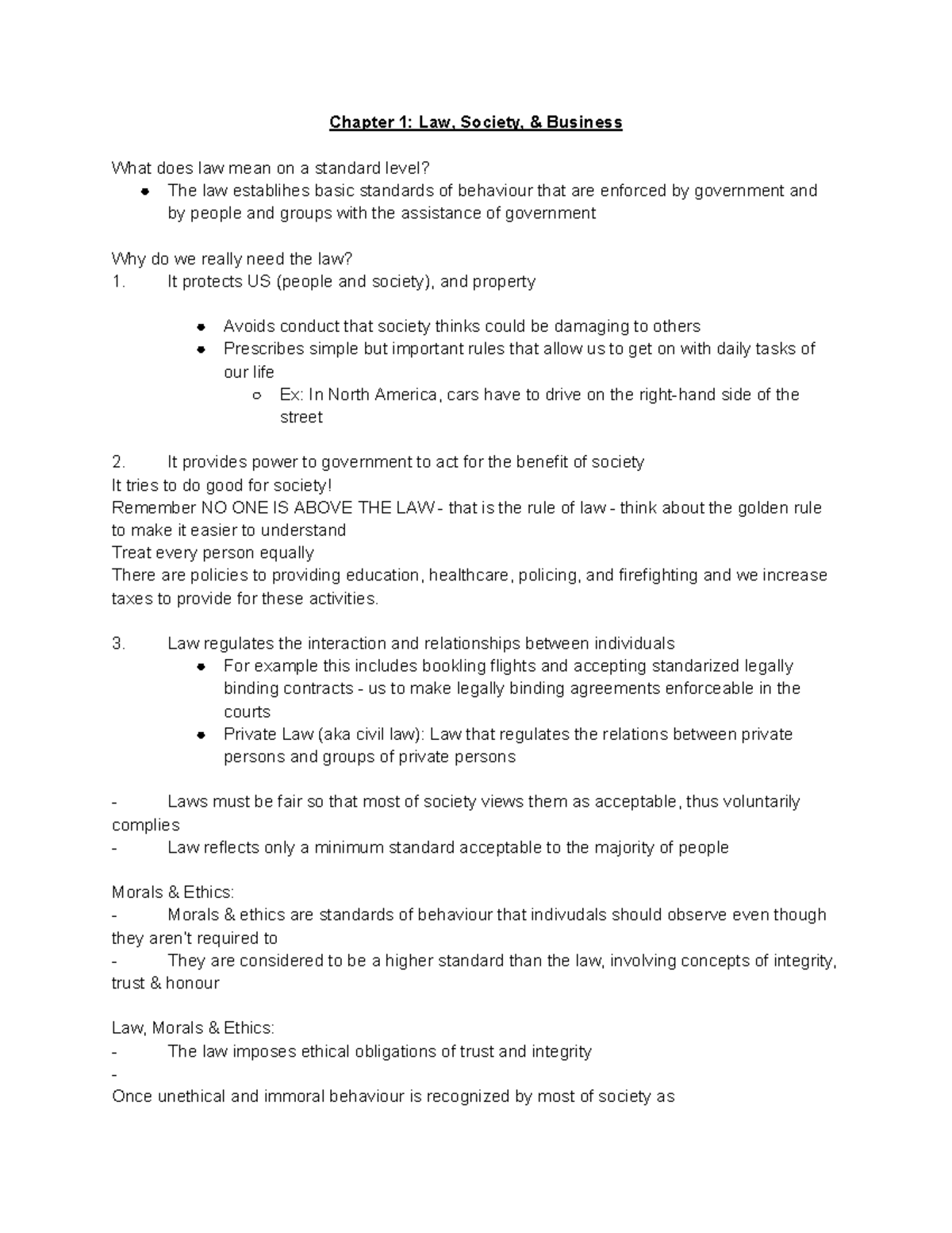 Chapter 1: Law, Society, and Business - Basics of Law Overview - Studocu