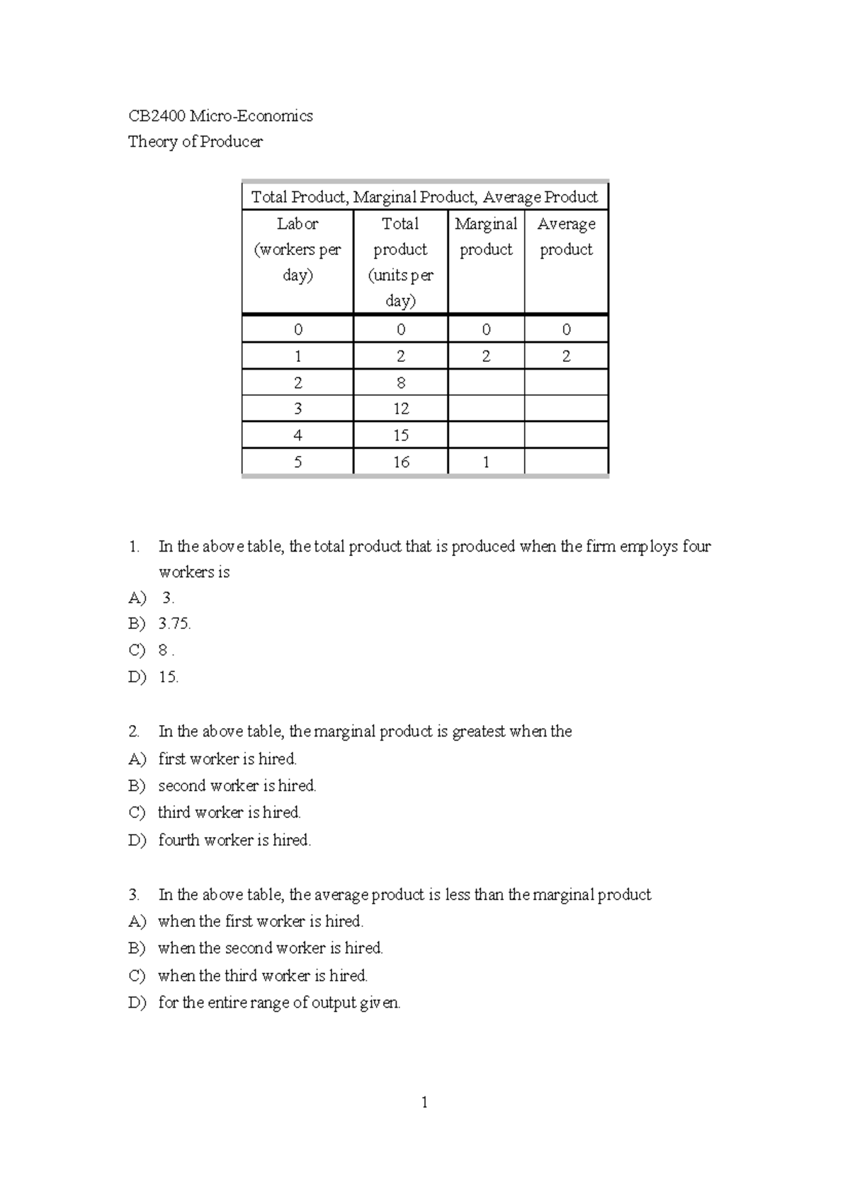 CB2400 Exercise 05: Theory of Producer - Total & Marginal Product ...