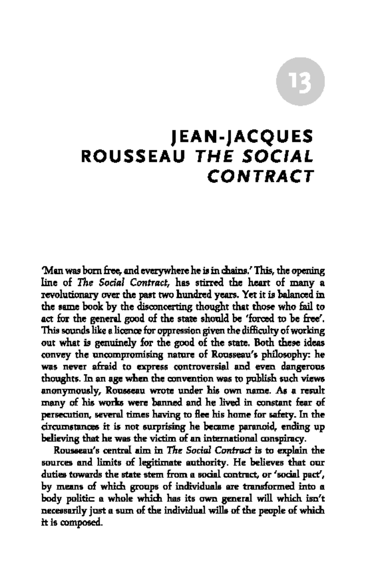 Rousseau Social Contract PDF - 13 ROUSSEAU THE SOCIAL CONTRACT was born ...