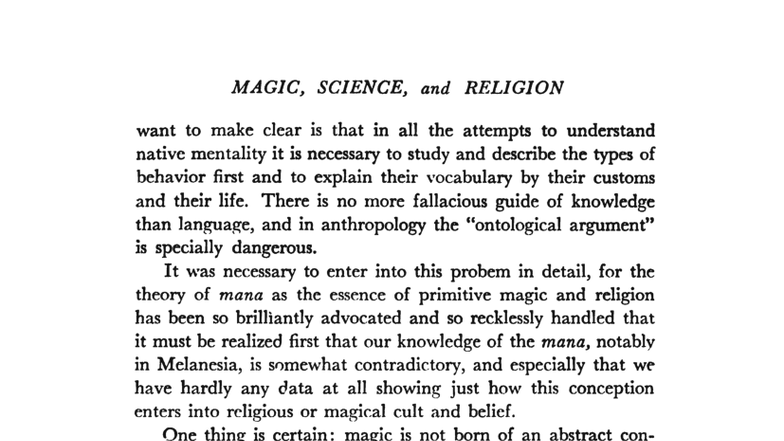 Magic, Science, and Religion: Analyzing Native Mentality (1948) - Studocu