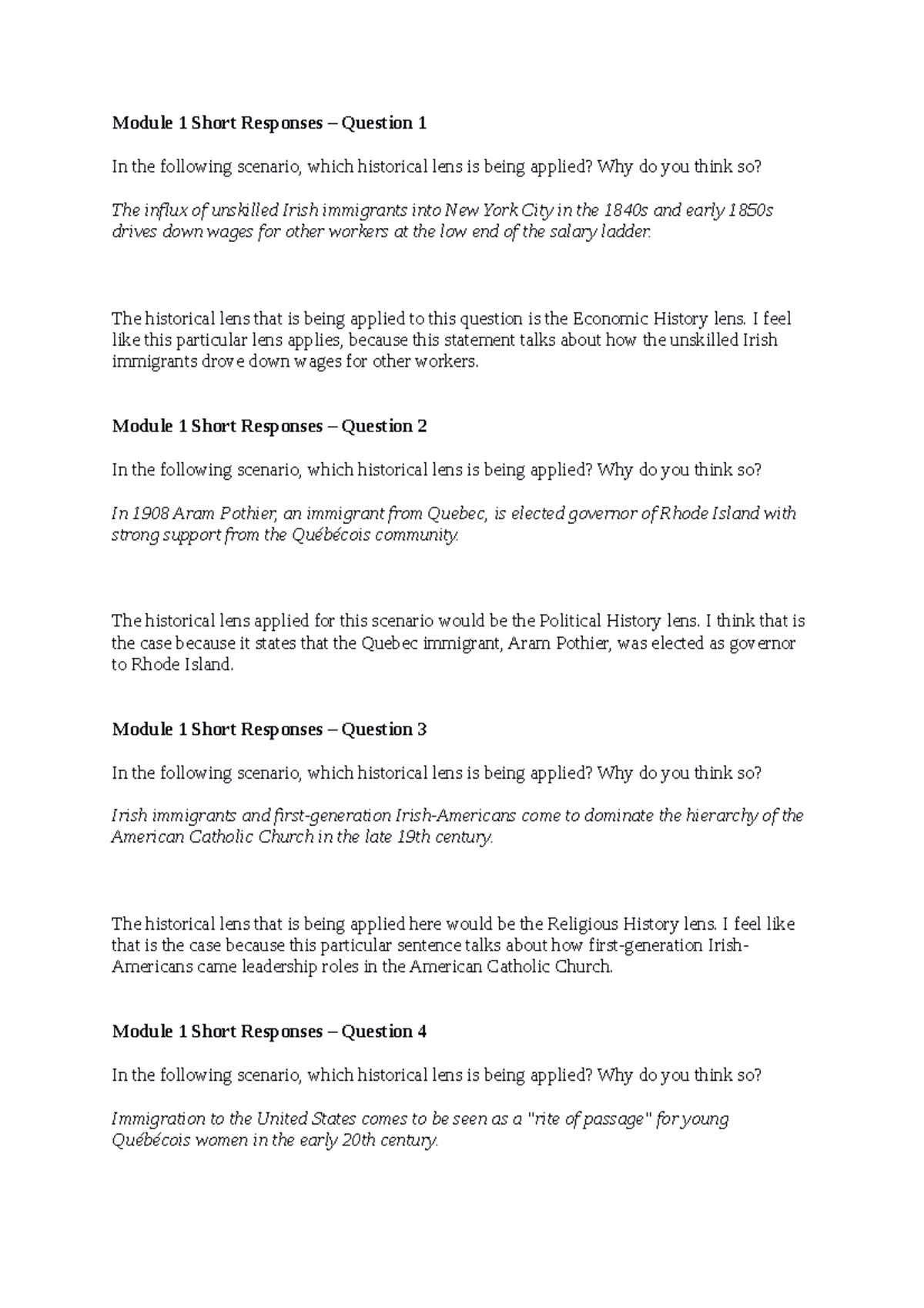 Applied History - Short Answers - Module 1 Short Responses – Question 1 ...