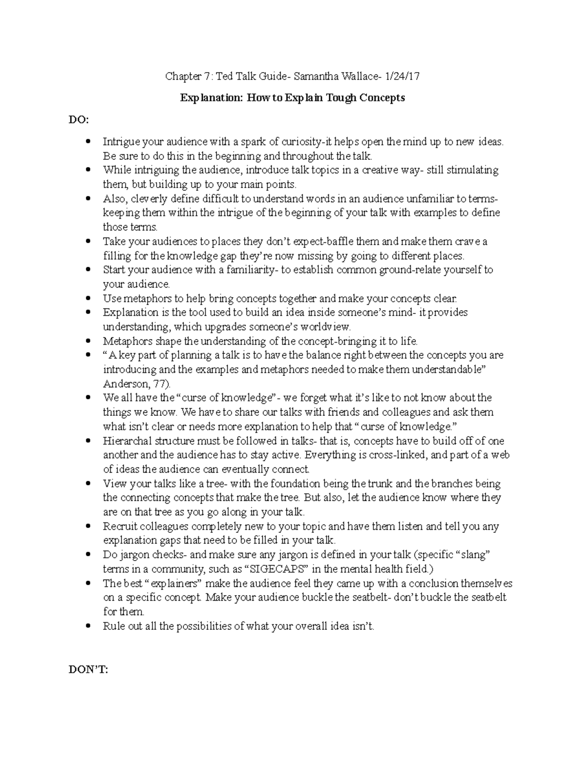 Chapter 7 Summary: Crafting Engaging TED Talks Techniques - Studocu