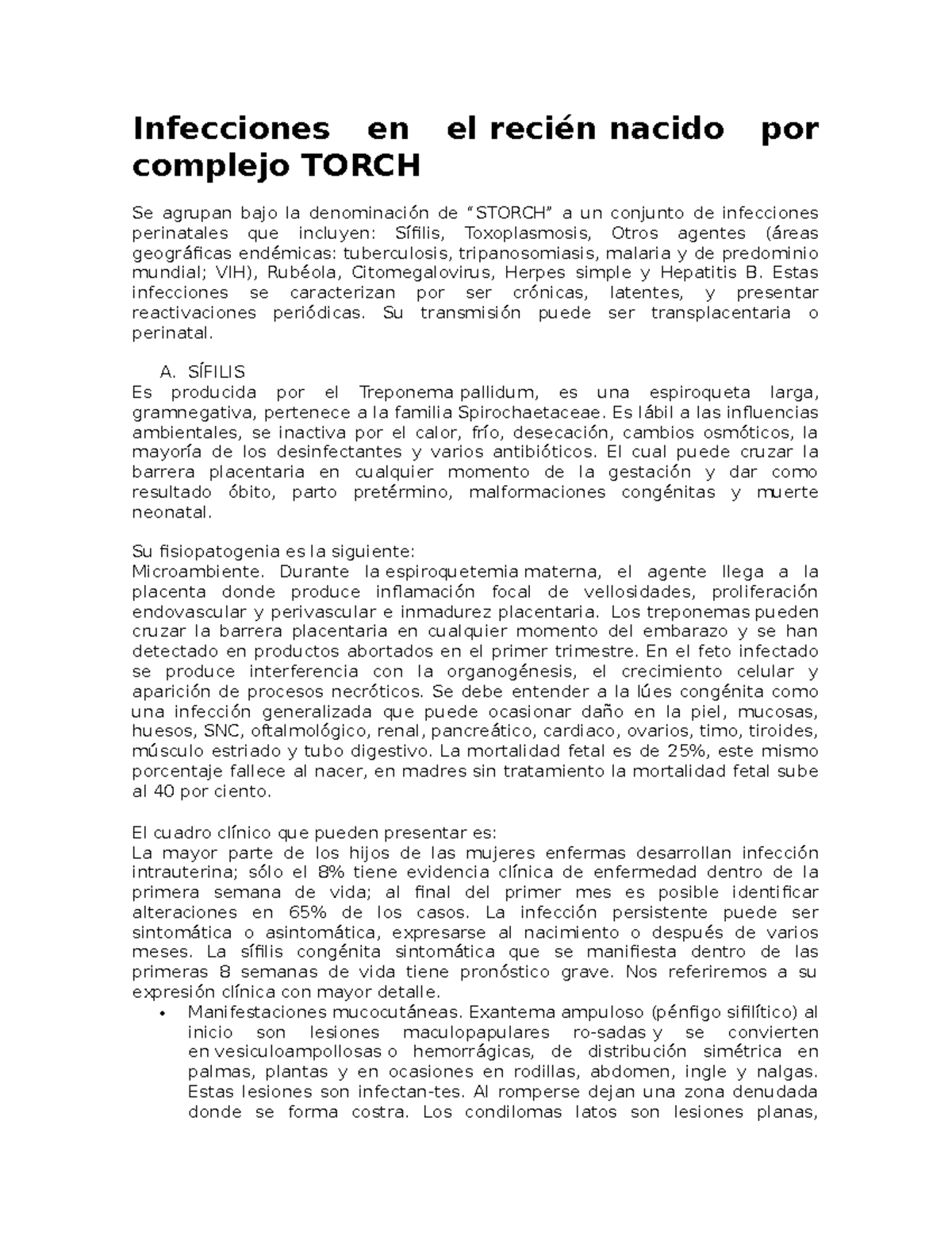 Infecciones en el recién nacido por complejo Torch - Infecciones en el ...