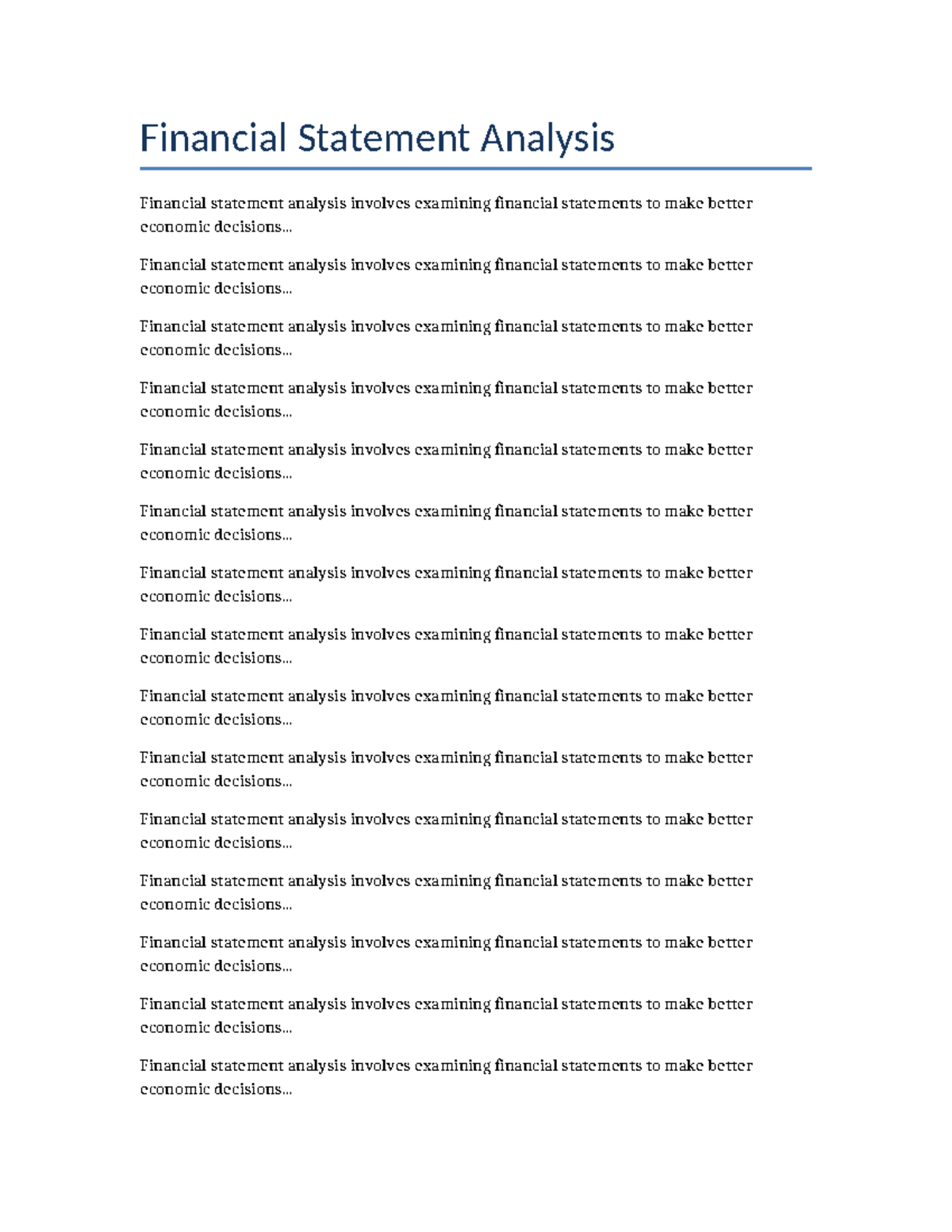 Financial Statement Analysis: Key Insights for Economic Decisions - Studocu