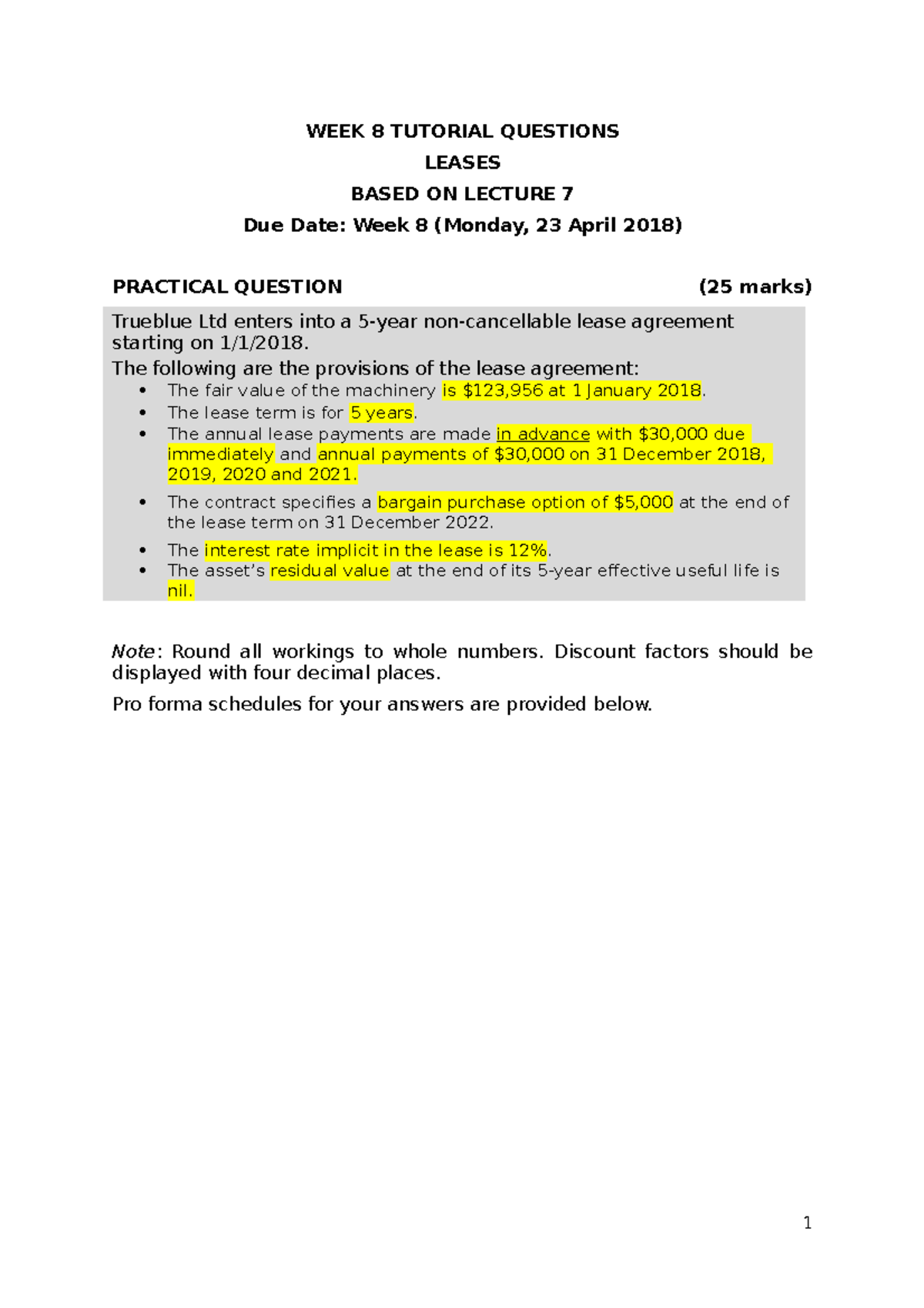 AYB200 SEM 1 2018 WEEK 8 Tutorial Questions - WEEK 8 TUTORIAL QUESTIONS ...