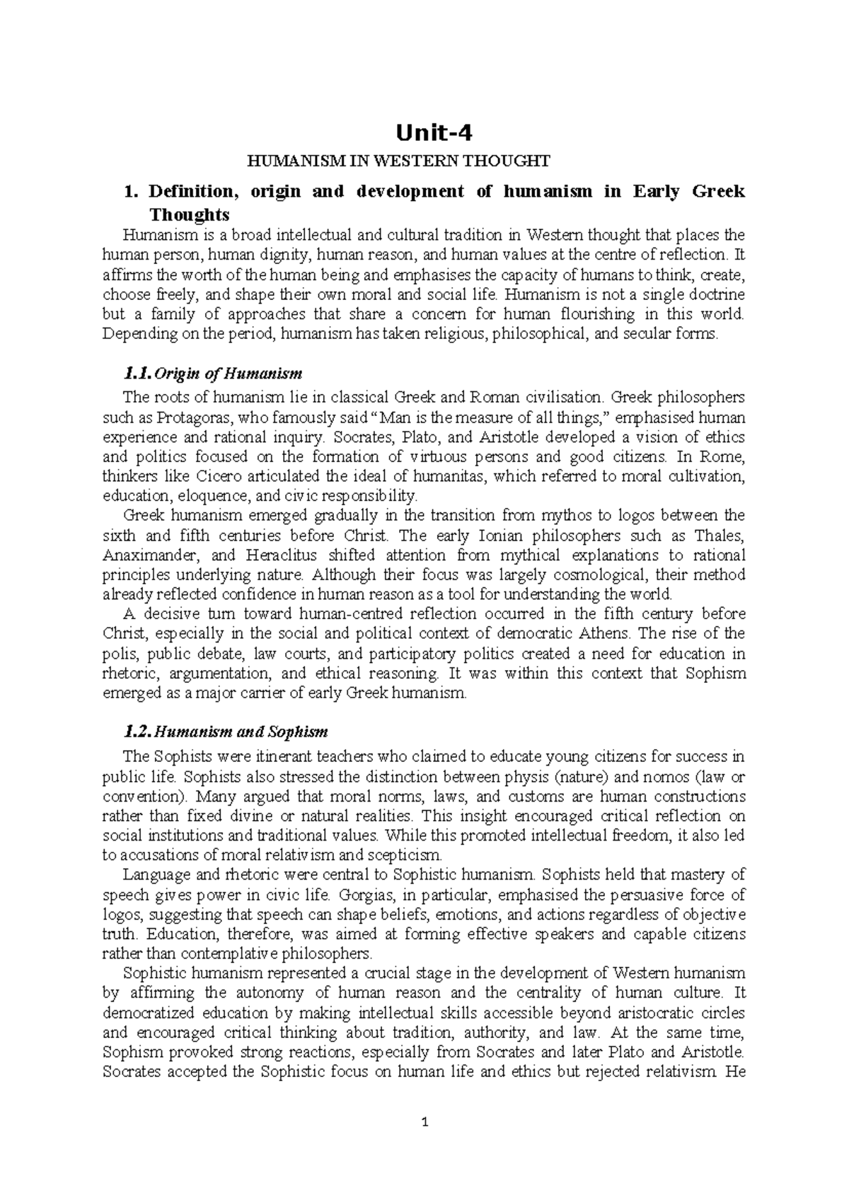 HUMANISM IN WESTERN THOUGHT: Origins, Development & Key Approaches ...