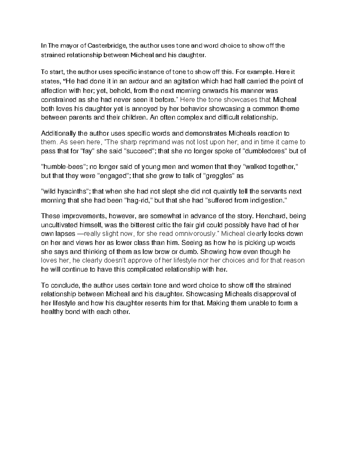 Practice Essay 12: Analyzing Tone and Word Choice in The Mayor of ...