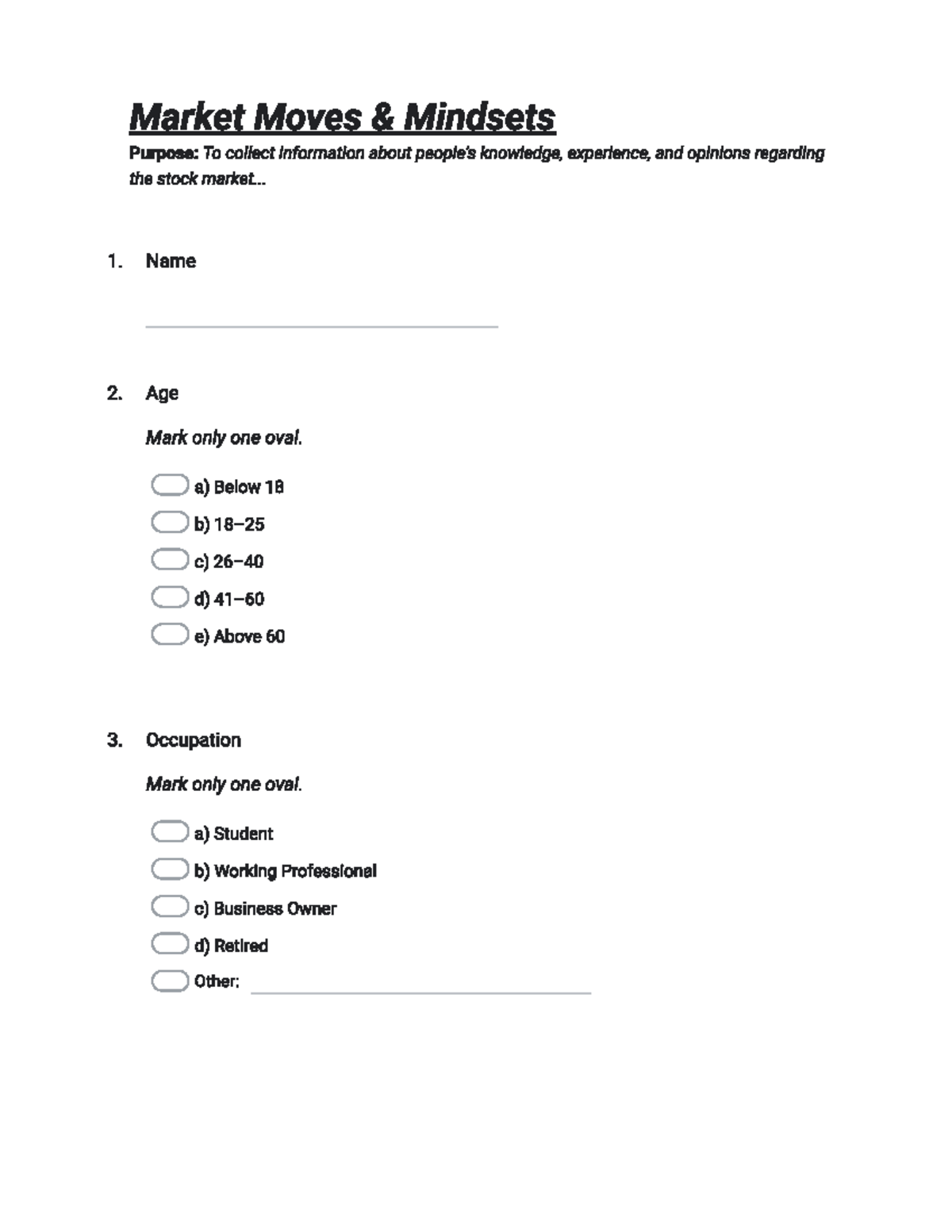 Stock Market Survey Insights: Knowledge & Opinions - Studocu