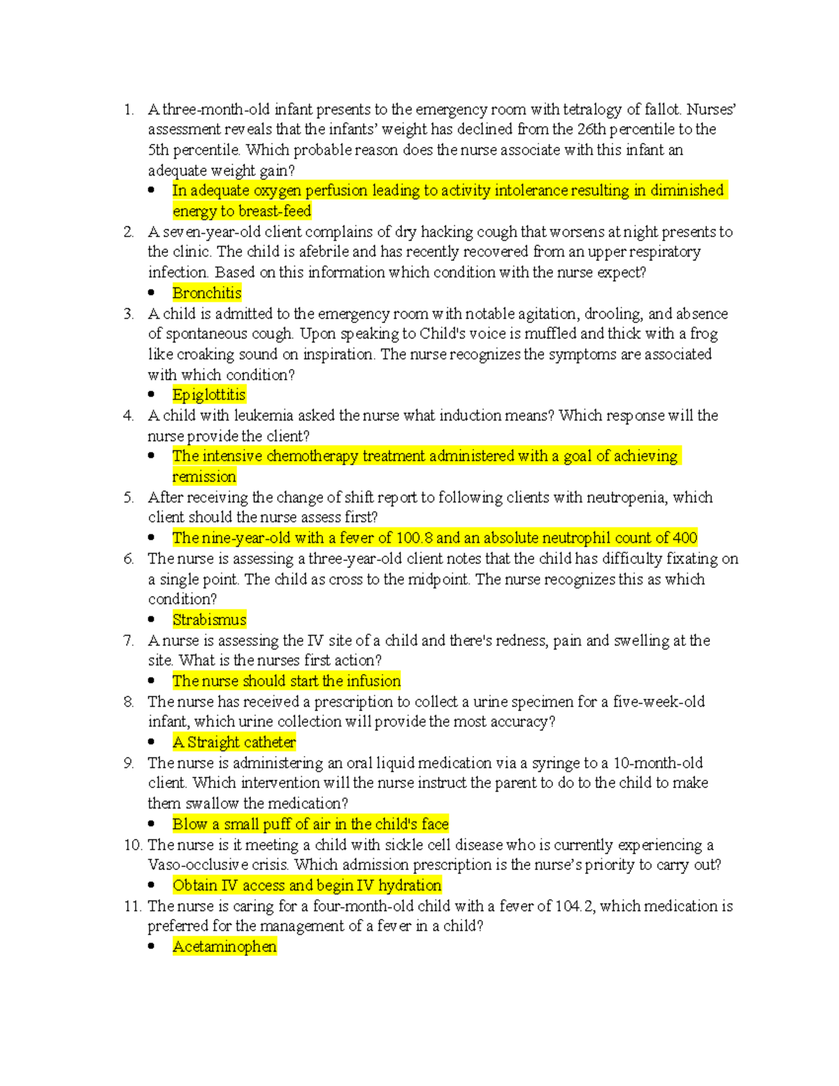 NUR203 Peds Exam 2 Comprehensive Study Guide and Key Concepts - Studocu