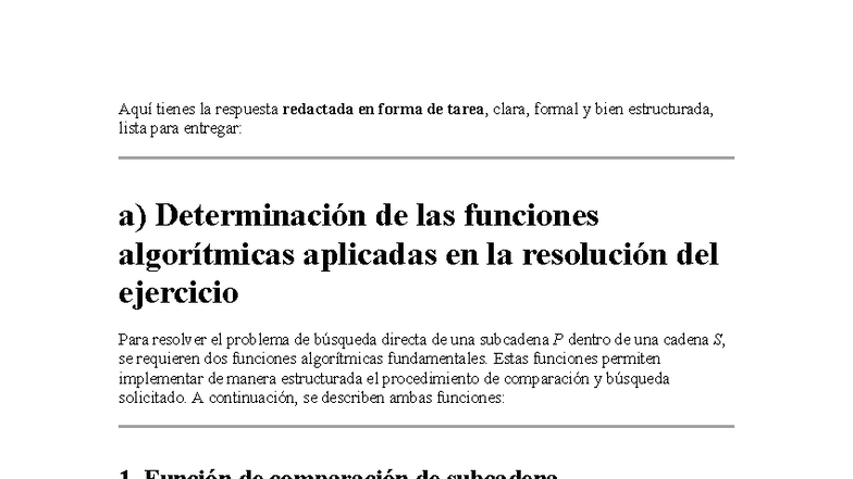 Ejercicio 7 - Tarea sobre Algoritmos de Búsqueda de Subcadenas - Studocu