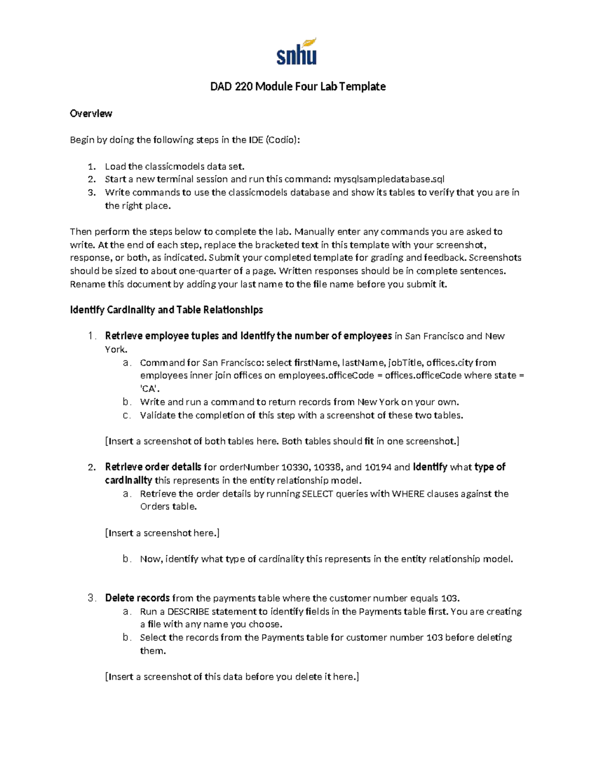 DAD 220 Module Four Lab Template - DAD 220 Module Four Lab Template ...