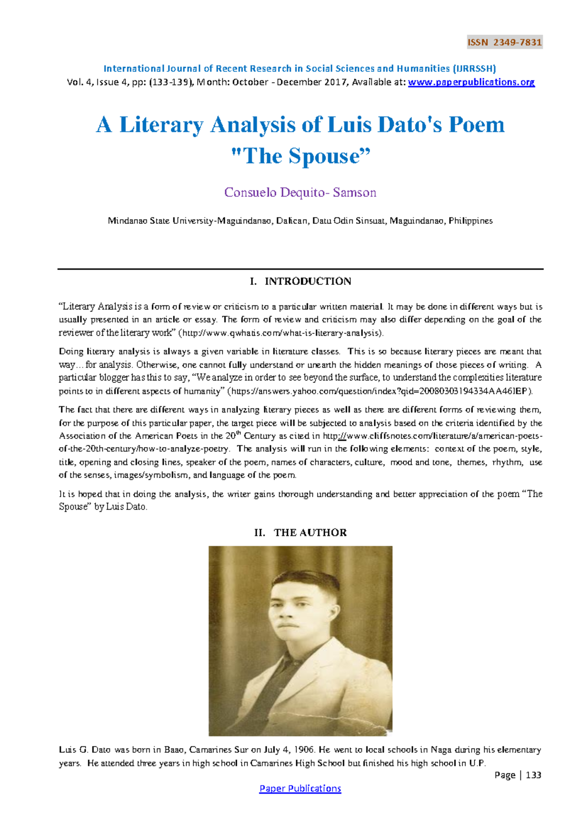 A Literary Analysis of Luis Dato-1090 - International Journal of Recent ...