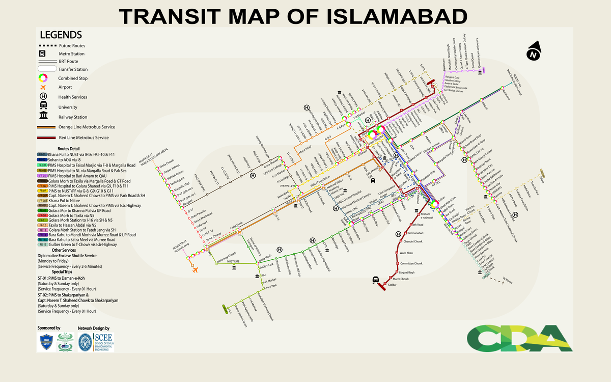 Transit Map of Islamabad V 06 - Detailed Routes and Services - Studocu