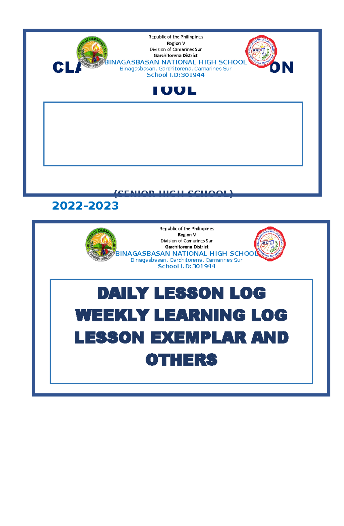 Senior High School Monitoring Tools and Learning Log Documentation ...