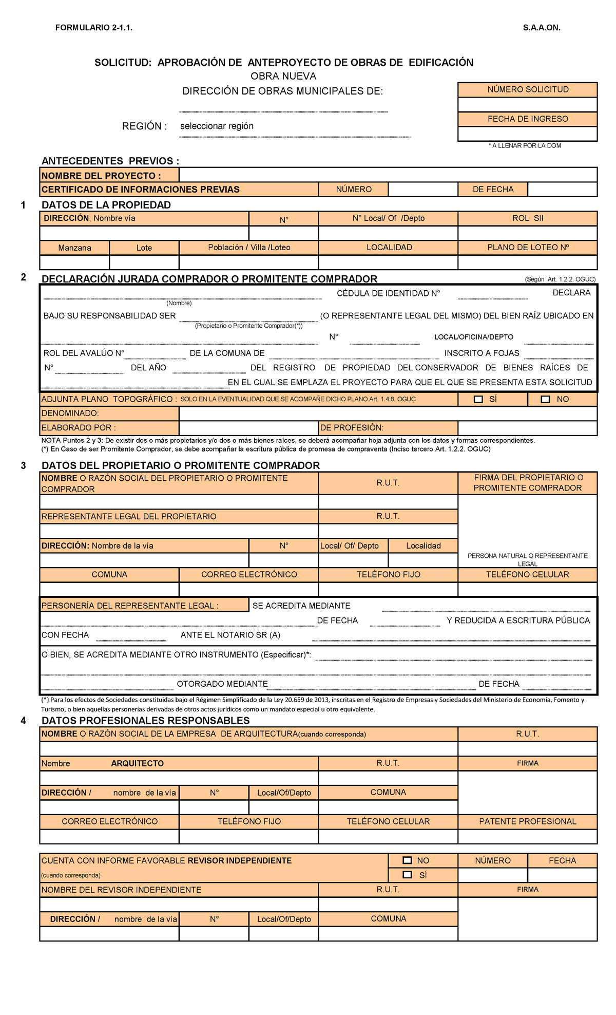 Formulario S.A.A.ON. - Solicitud de Aprobación de Anteproyecto de Obras ...