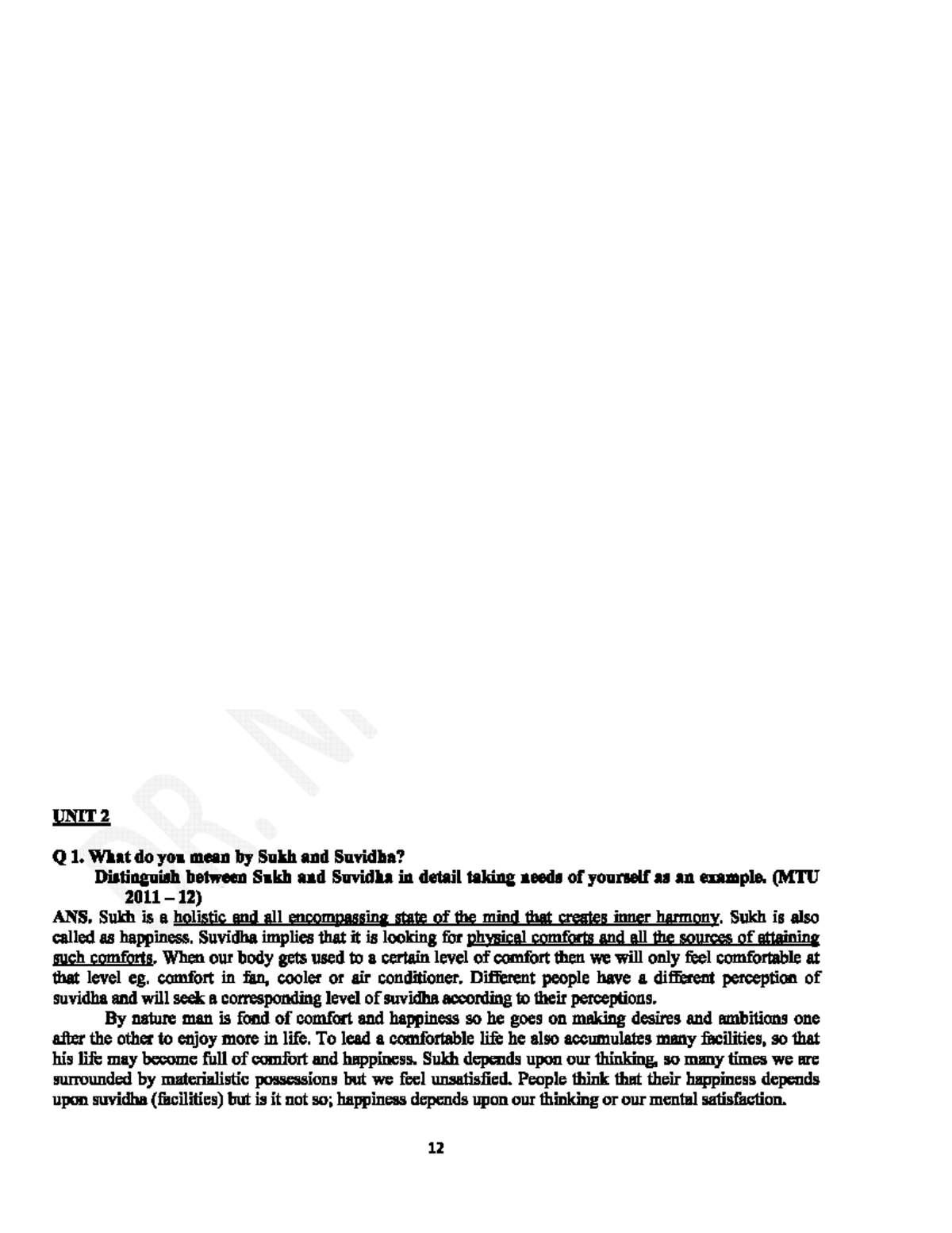 Unit 2 UHPV - best note for uhvpe - UNIT 2 Q 1. What do you mean Sukh ...