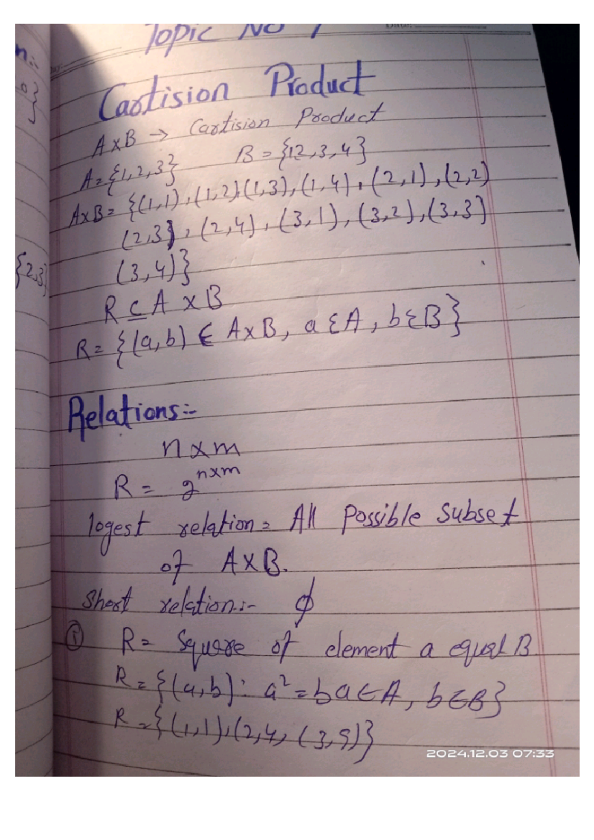 Set theory - Set thoery - Castision Product AXB Cartision Product RSAX ...
