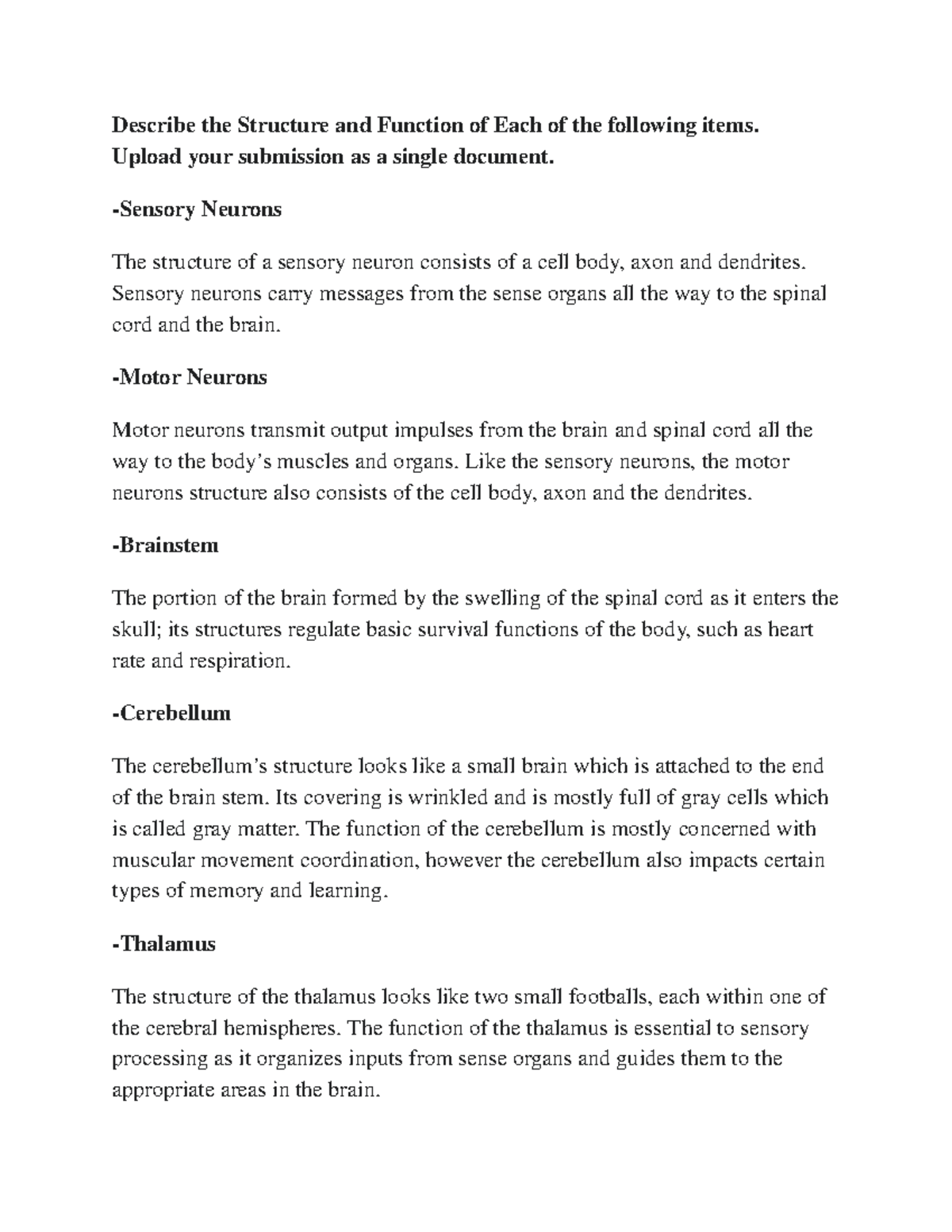 Week 3 pre lab work - Week 3 lab work - Describe the Structure and Function of Each of the ...