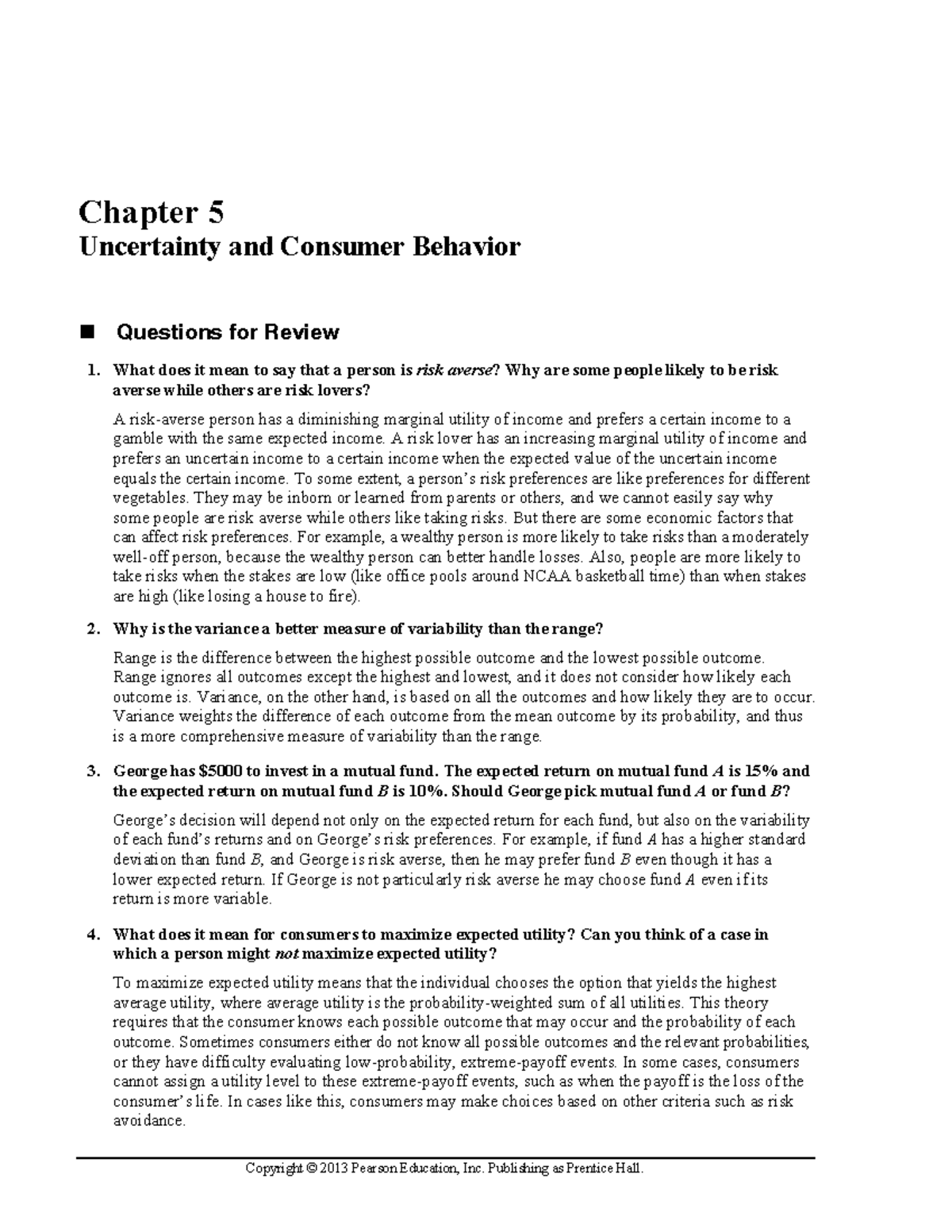 Ch05 - Solutions on Uncertainty & Consumer Behavior Analysis - Studocu