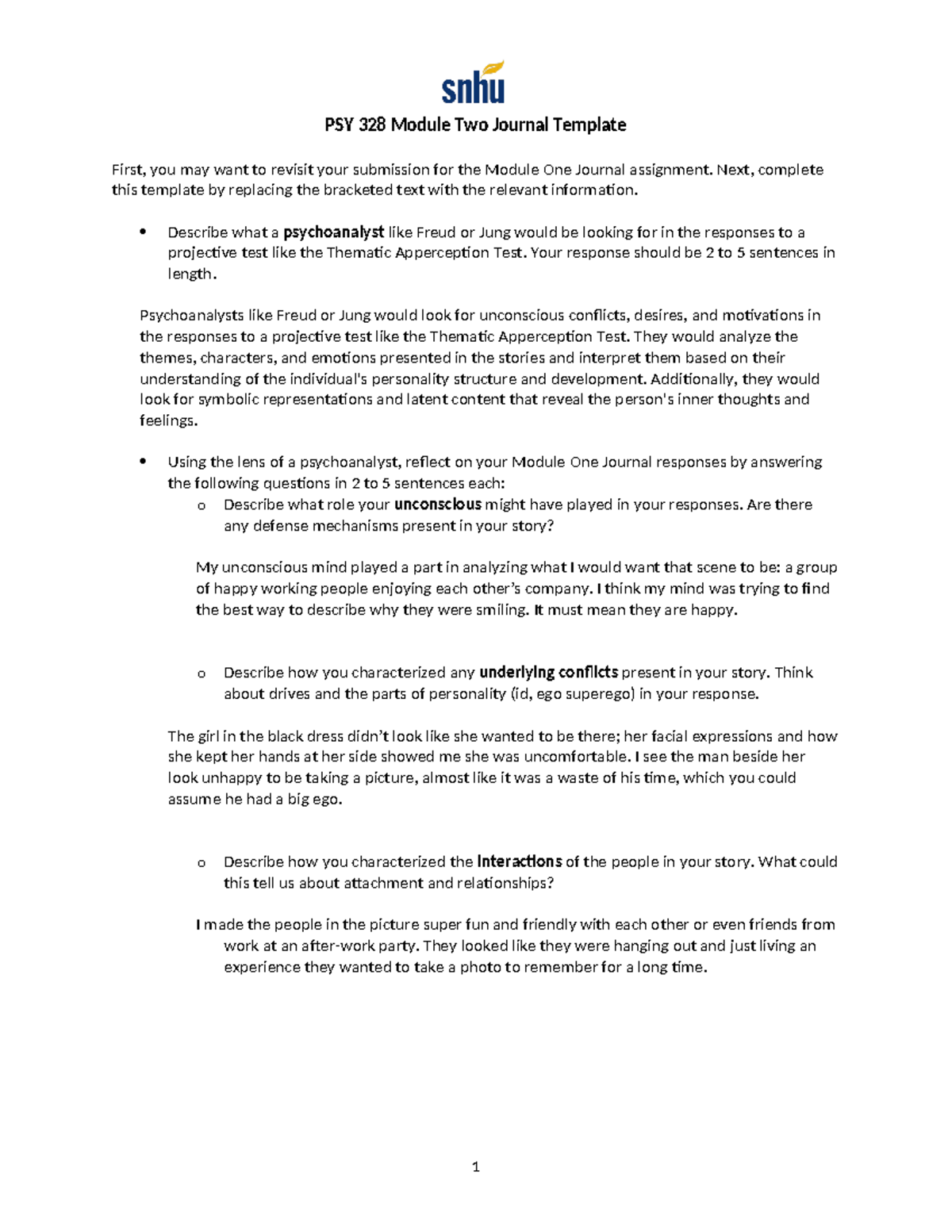 PSY 328 Module Two Journal Template - PSY 328 Module Two Journal ...