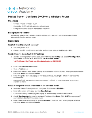 Week 9 Lab - Packet Tracer - Router Connection to a LAN - Addressing Table Device Interface IP ...