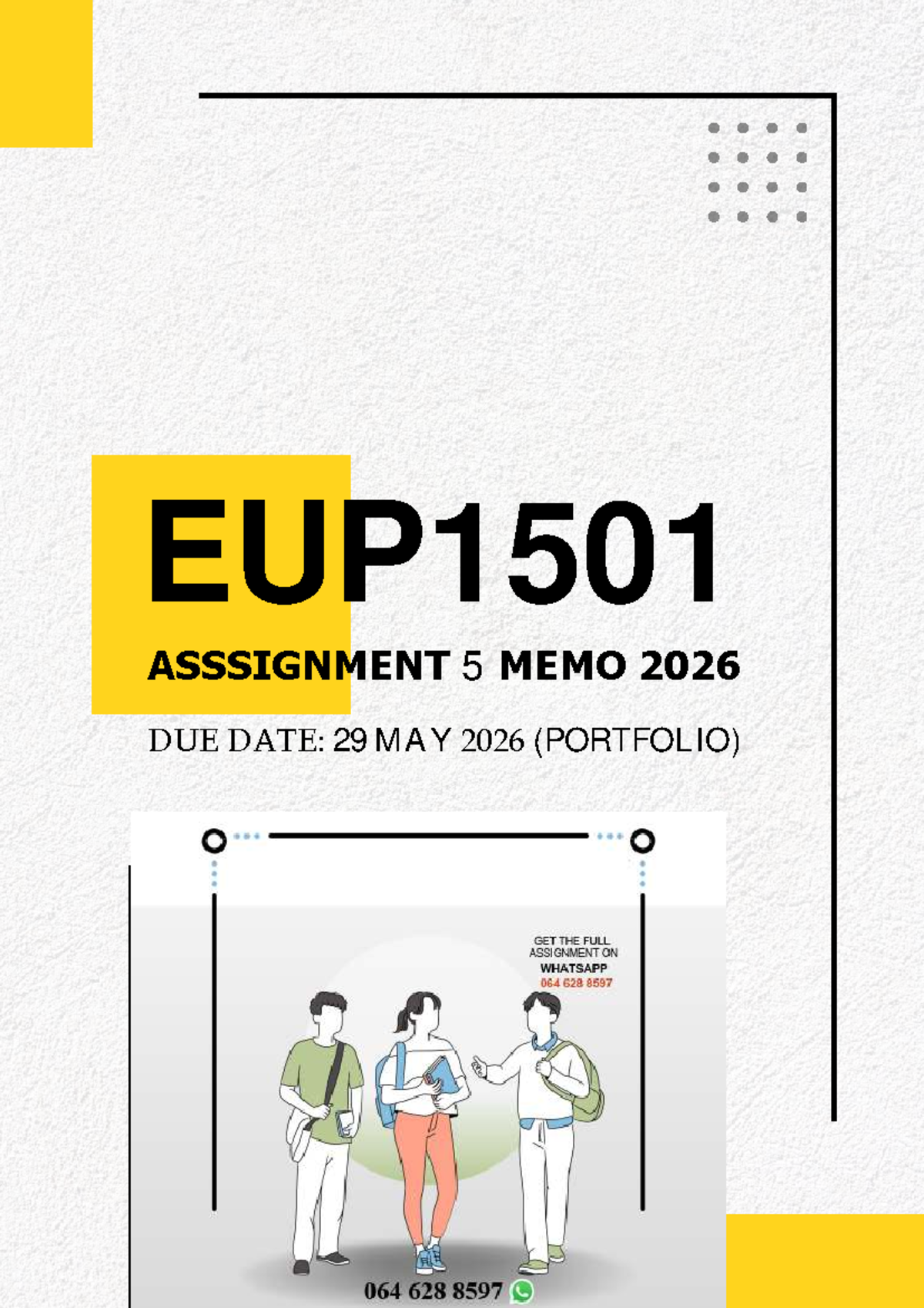 EUP1501 Assignment 5 Memo 2026: Government 5.0 & SDGs Overview - Studocu