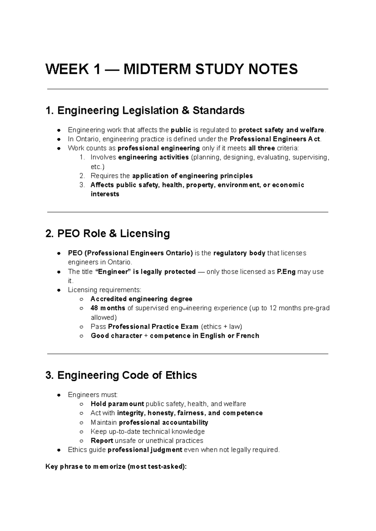 1050 MIDTERM STUDY NOTES: Engineering Principles & Practices - Studocu
