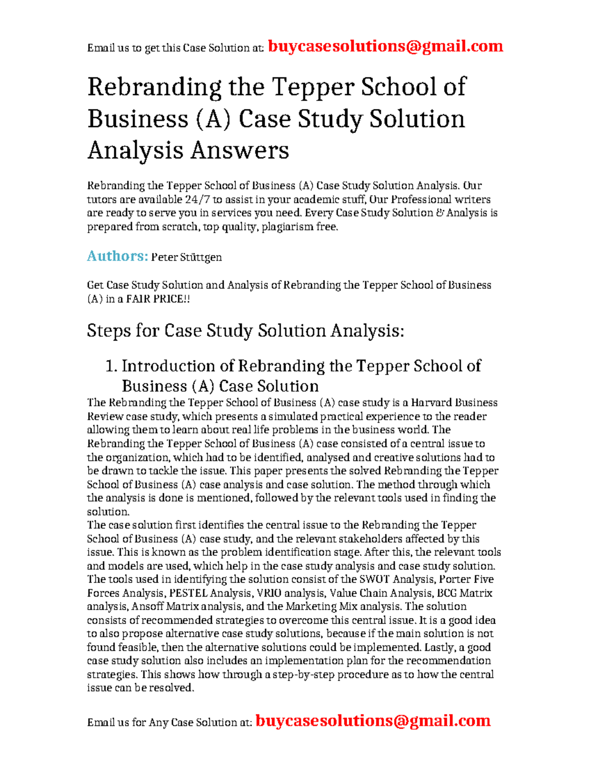 Rebranding the Tepper School of Business (A) Case Study Analysis ...
