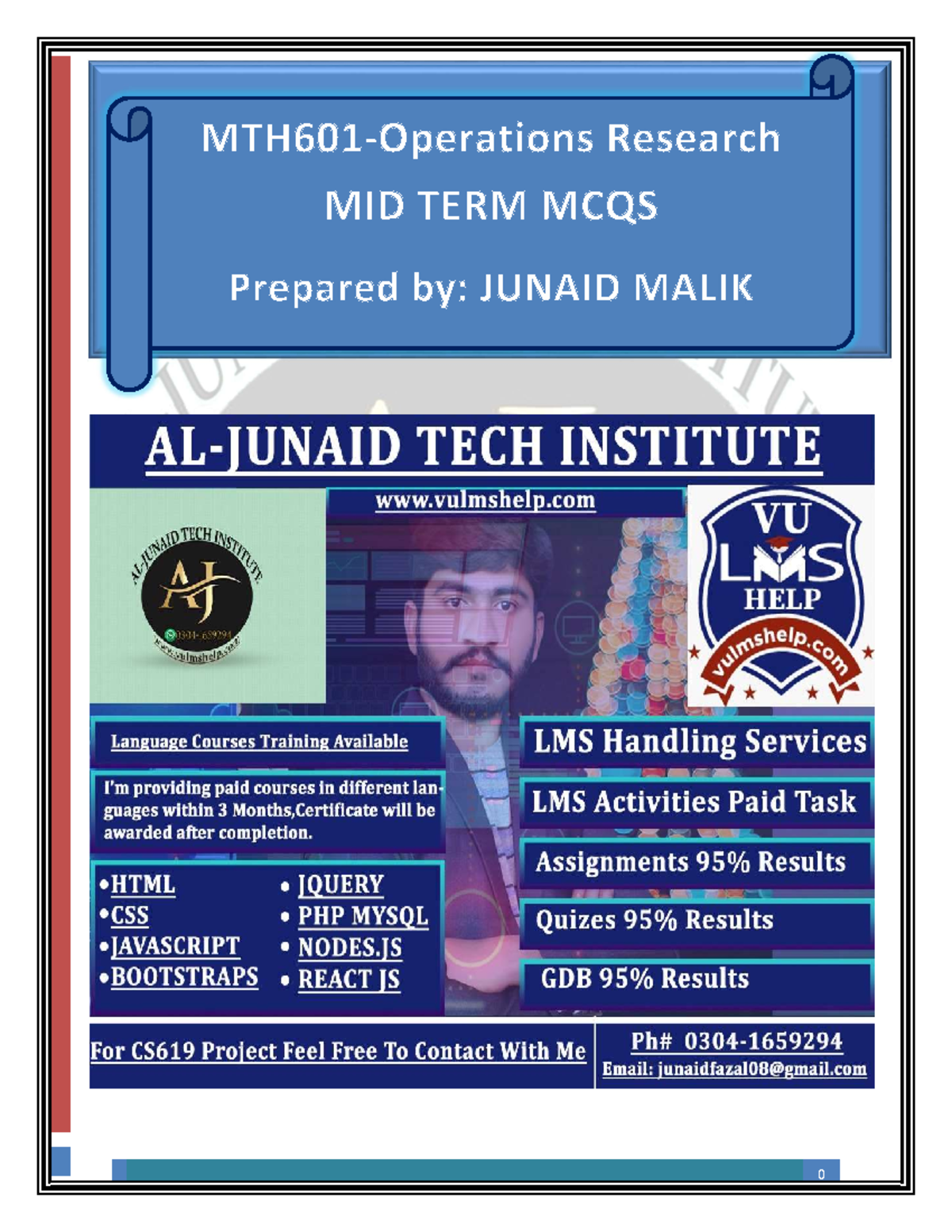 MTH601 Midterm MCQs Solutions by Junaid - Exam Study Guide - Studocu