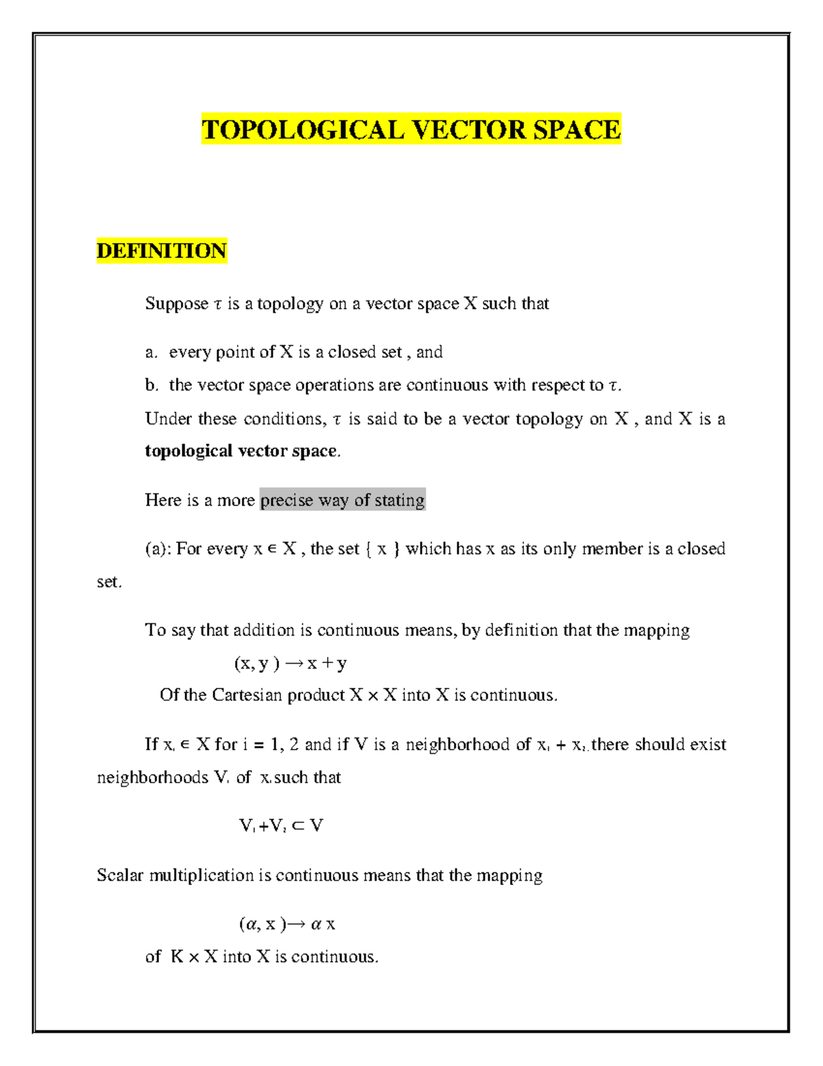Vector Space Topology Topological Space And Normed Space Basic