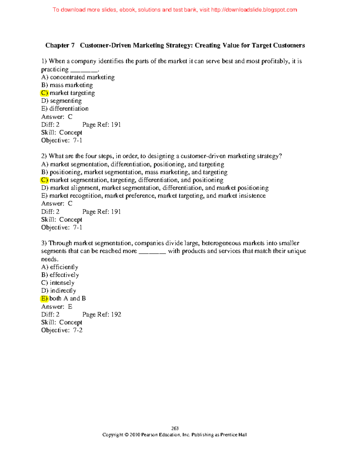 Chapter 7 ans - Test bank - 263 Chapter 7 Customer-Driven Marketing ...
