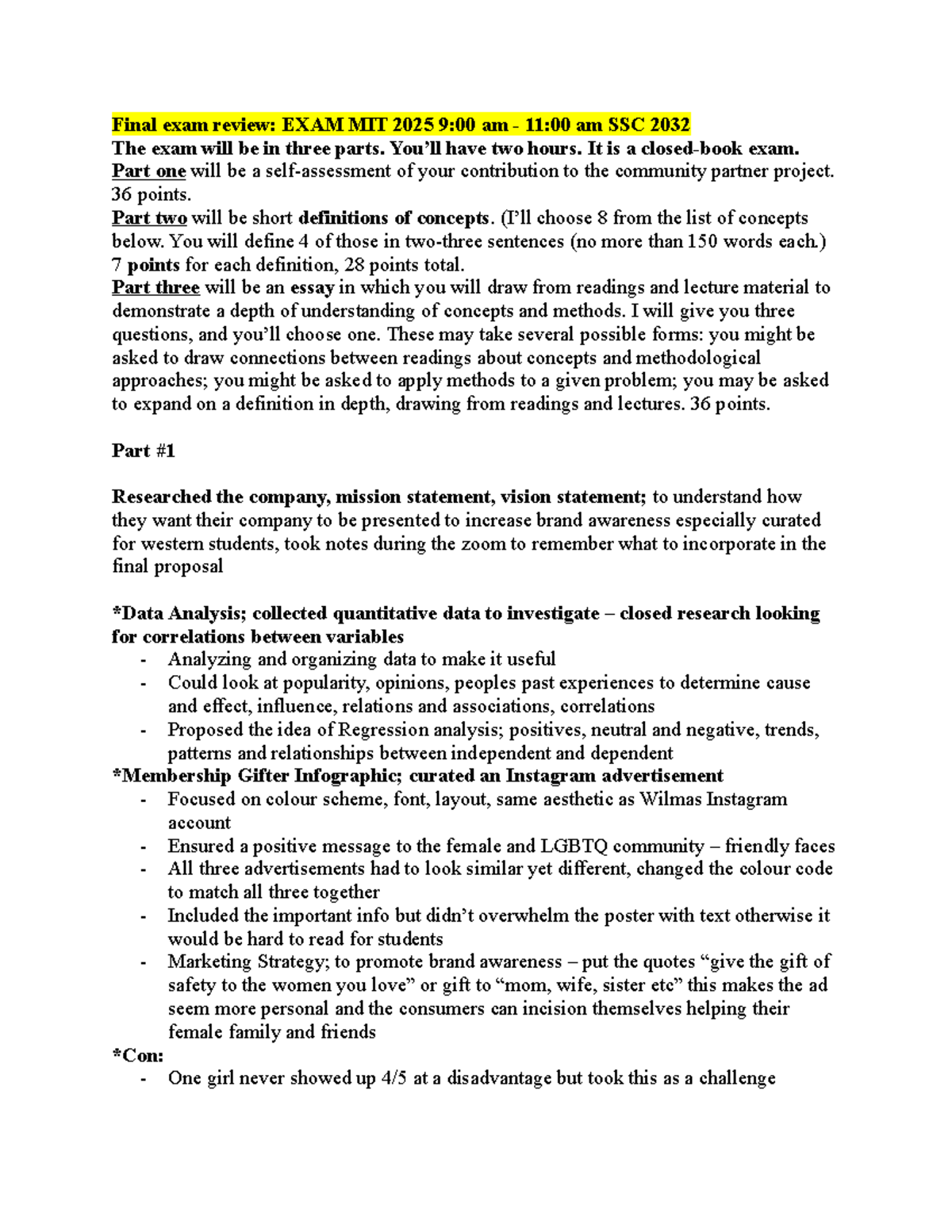 MIT 2025 Final Definitions - Final exam review: EXAM MIT 2025 9:00 am ...