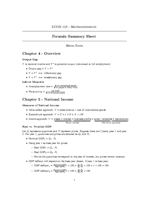 Stats notes - N/A - Formulas Statistics Formula Sheet (Chapters 1-11 ...