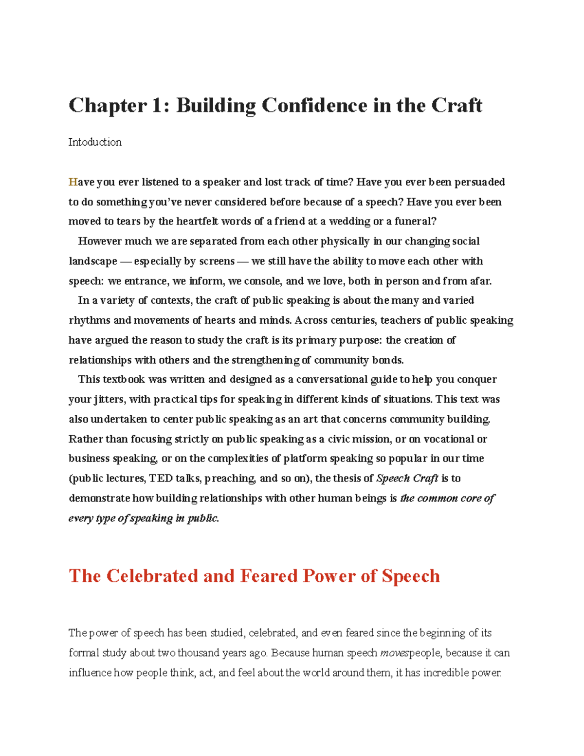 Chapter 1: Building Confidence in Speech Craft Techniques and ...
