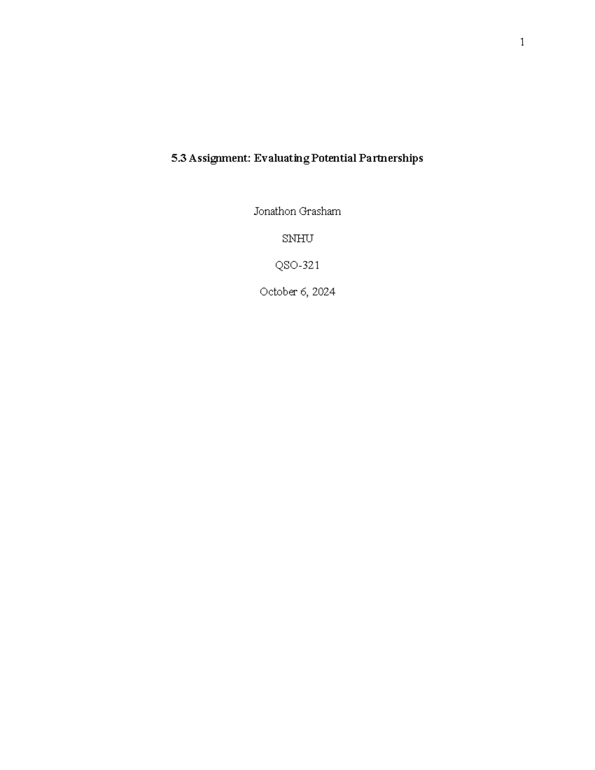 5.3 Assignment - 5 Assignment: Evaluating Potential Partnerships ...