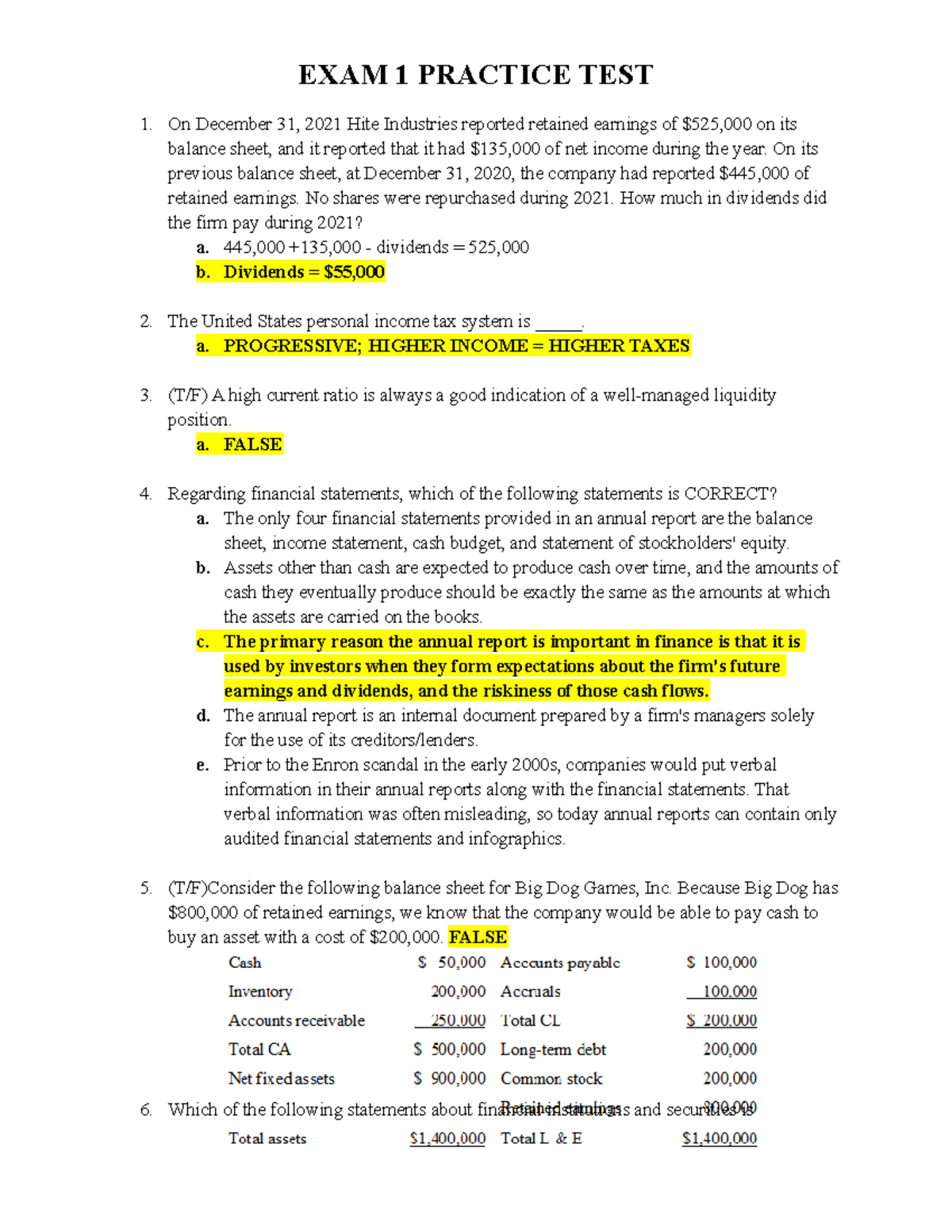 EXAM 1 Cengage Practice Test Study Guide and Solutions - Studocu