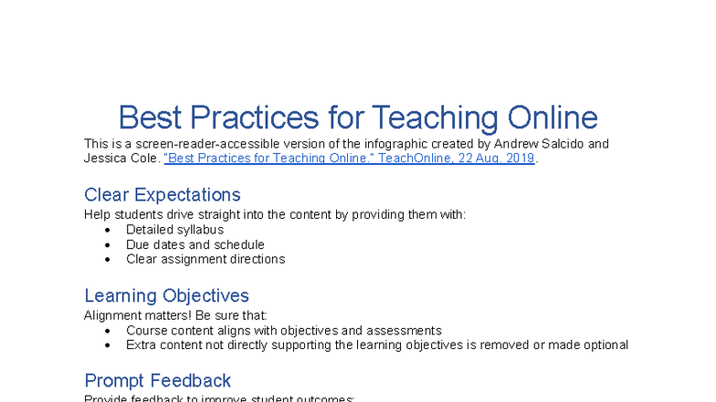 Best Practices for Teaching Online (EDU 101) - Studocu