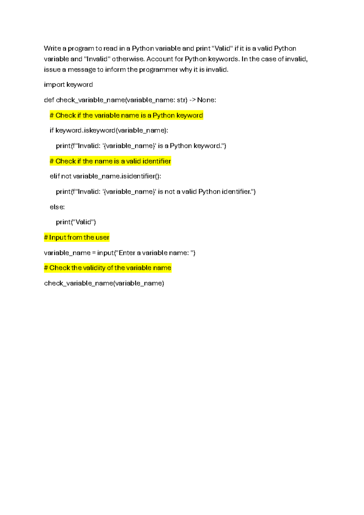 Intro to Comp CA3: Python Variable Validation & Matrix Operations - Studocu