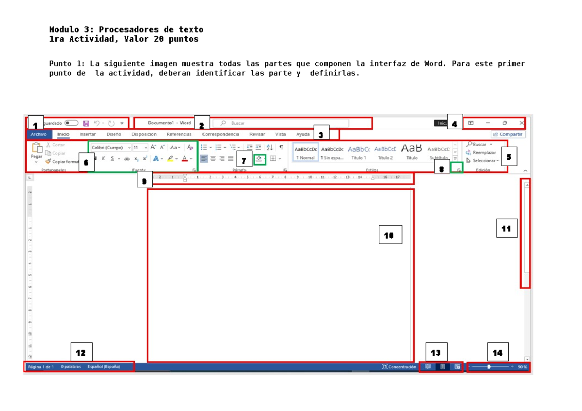 1RA Actividad Modulo 3: Interfaz de Word y Pestañas - Studocu