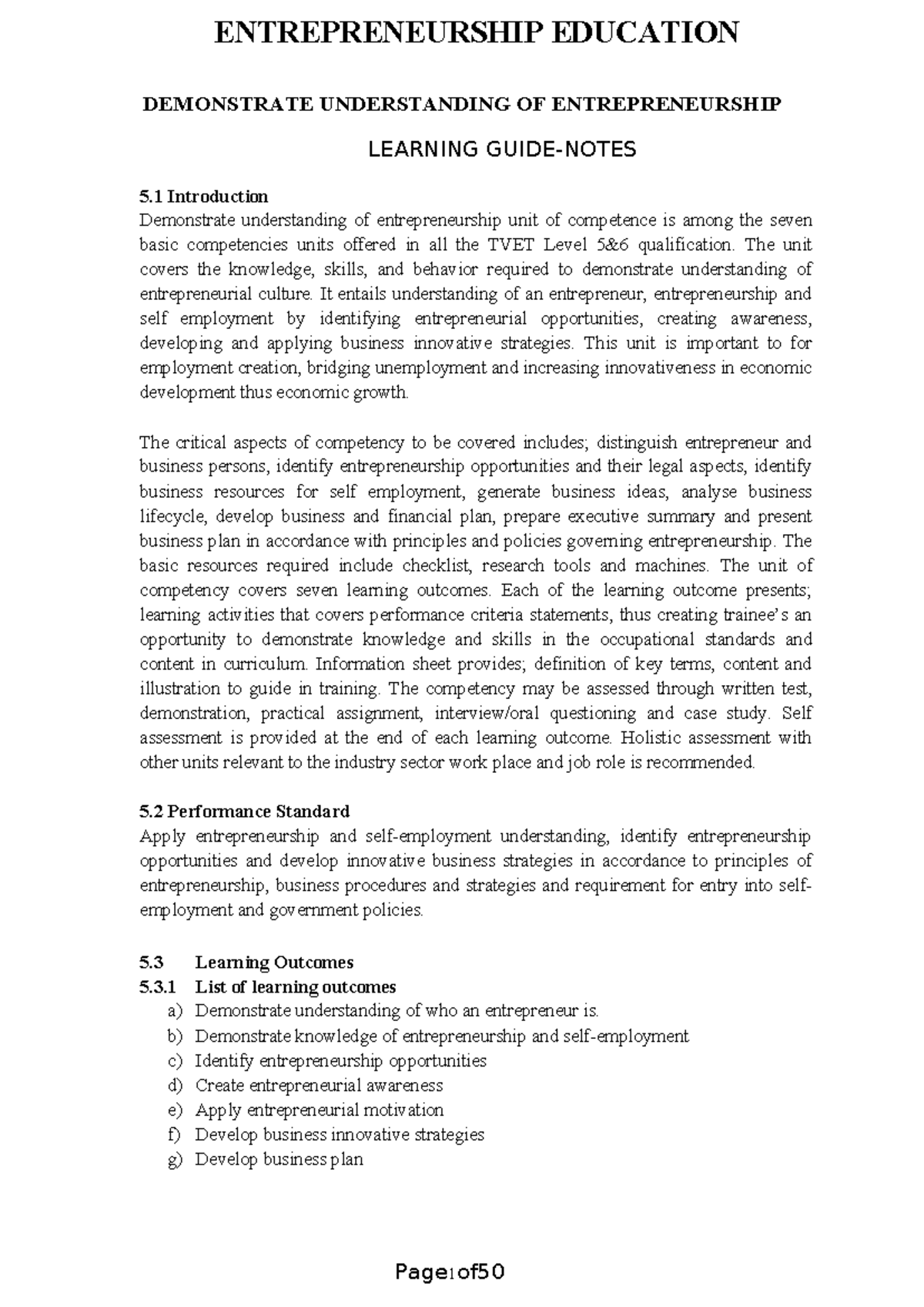 Entrepreneurship Skills Notes (ENT 2026): Understanding Entrepreneurial ...