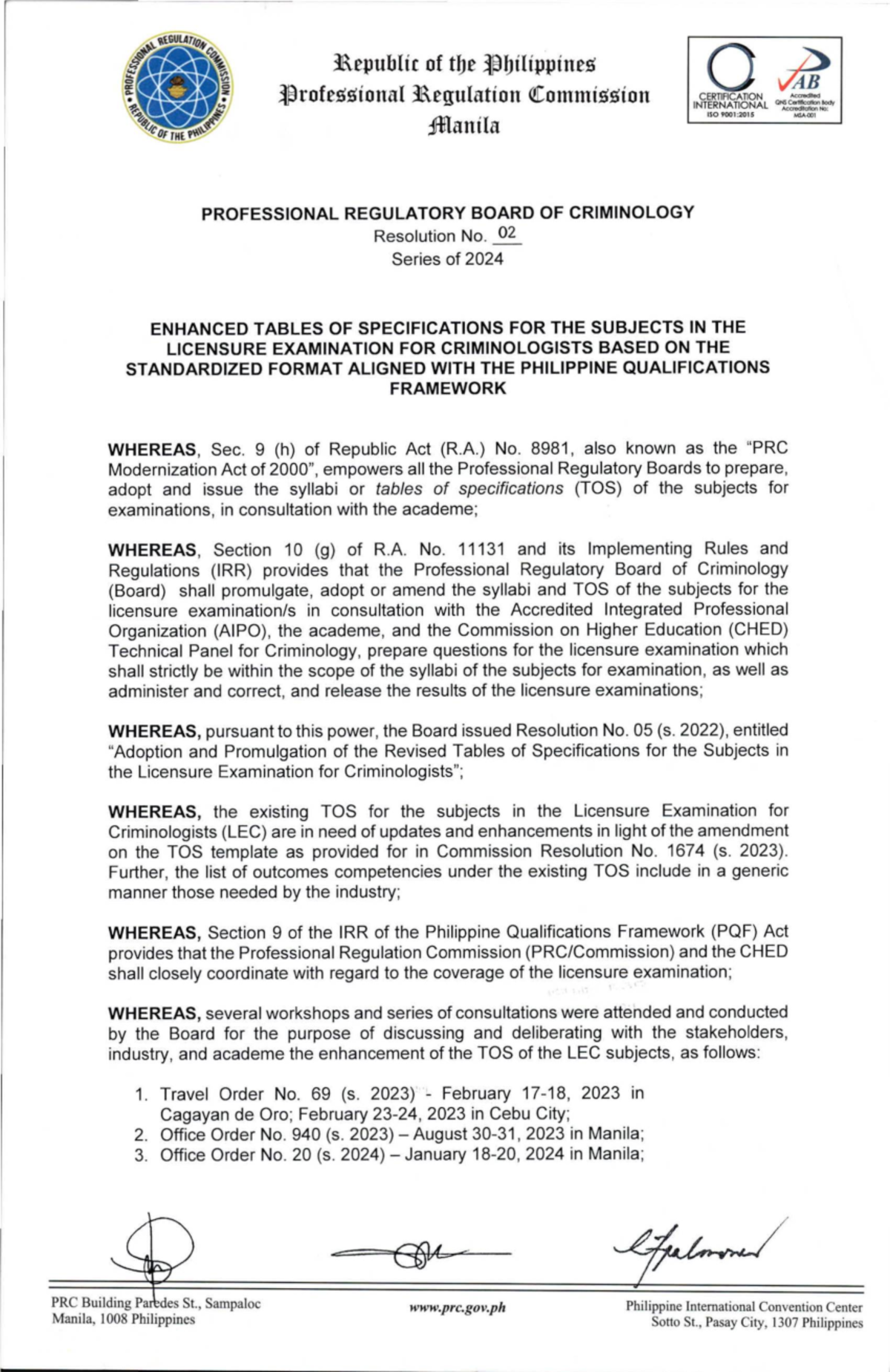 Enhanced Tables of Specification (TOS) for Licensure Exam in ...