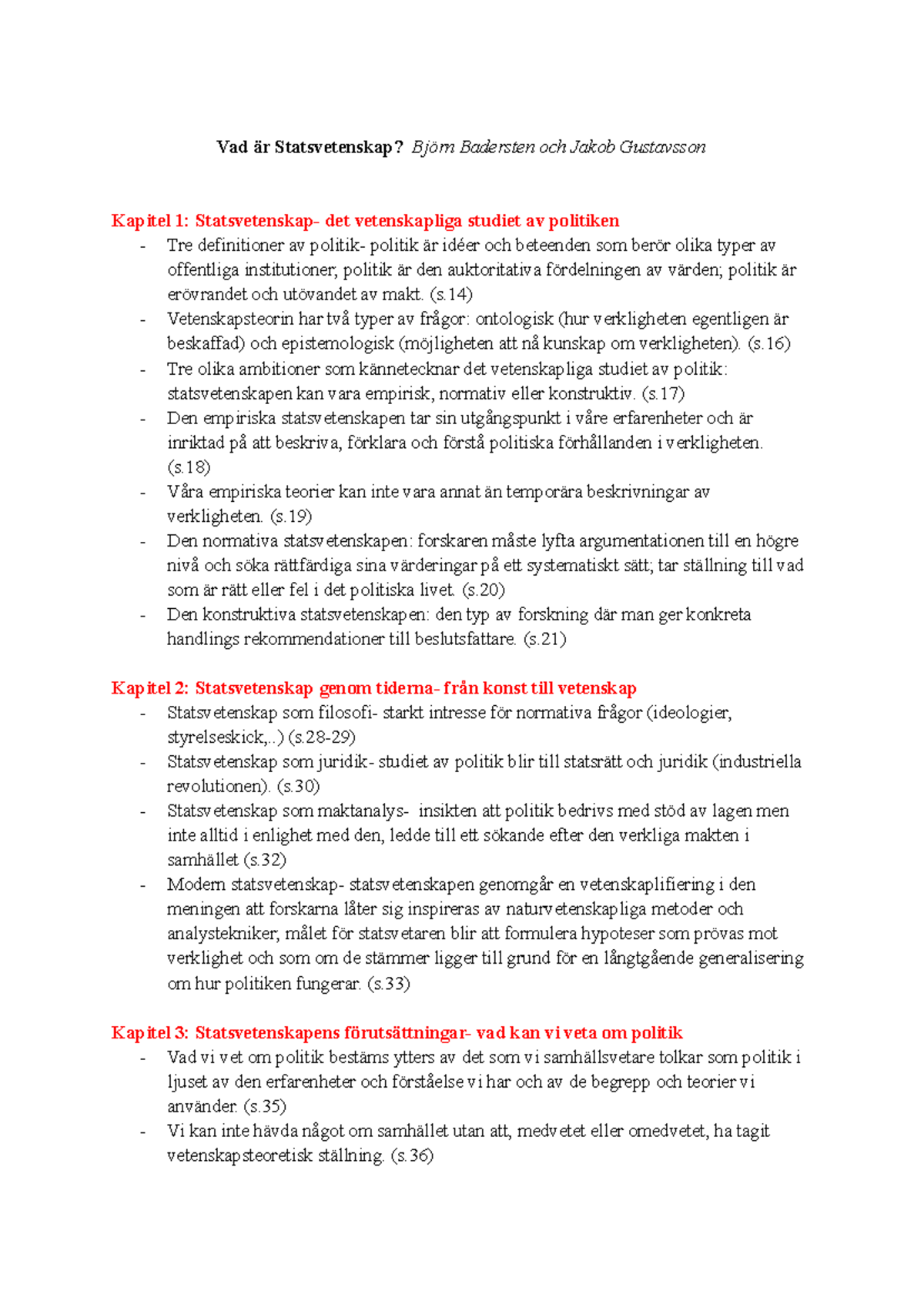 Vad är Statsvetenskap - Vad är Statsvetenskap? Björn Badersten och ...