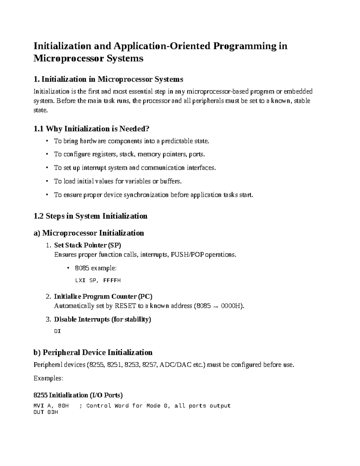 Part B L02 - Initialization & Programming in Microprocessor Systems ...