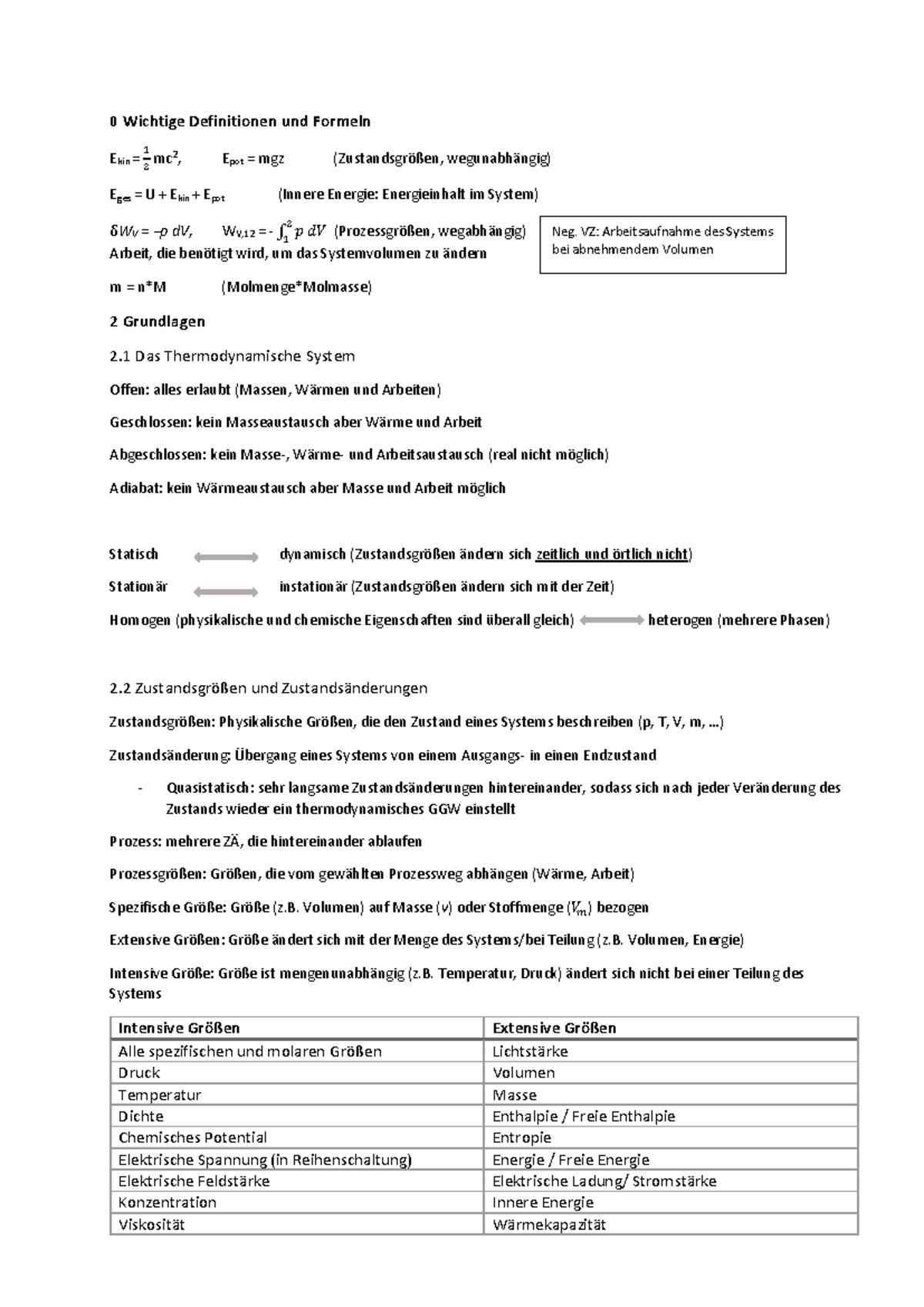 Zusammenfassung der Thermodynamik: Wichtige Definitionen und Formeln ...
