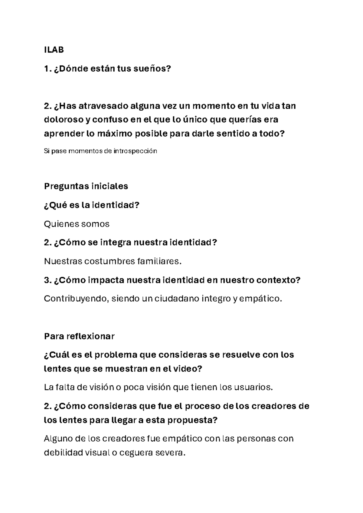 Diario de Reflexiones - ILAB 1: Identidad y Empatía en la IA - Studocu
