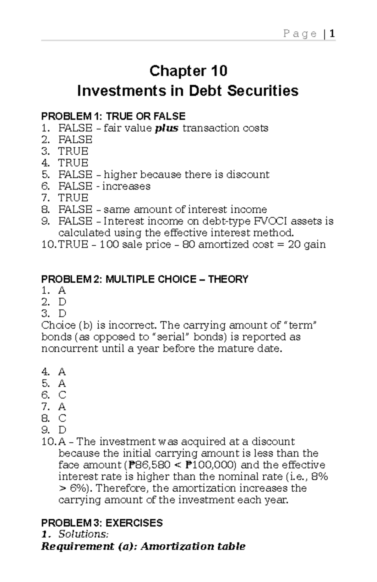 Chapter 10 - Hwhe - Chapter 10 Investments in Debt Securities PROBLEM 1 ...