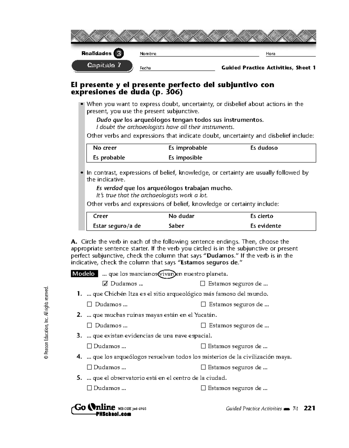 3GPA07: Guided Practice on Present Subjunctive & Doubt Expressions ...