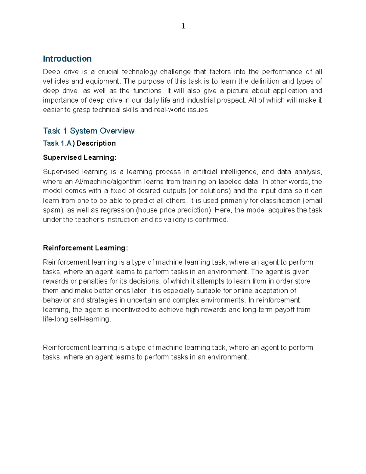 216730 AI Assignment - Deep Drive and Learning Methods Overview - Studocu
