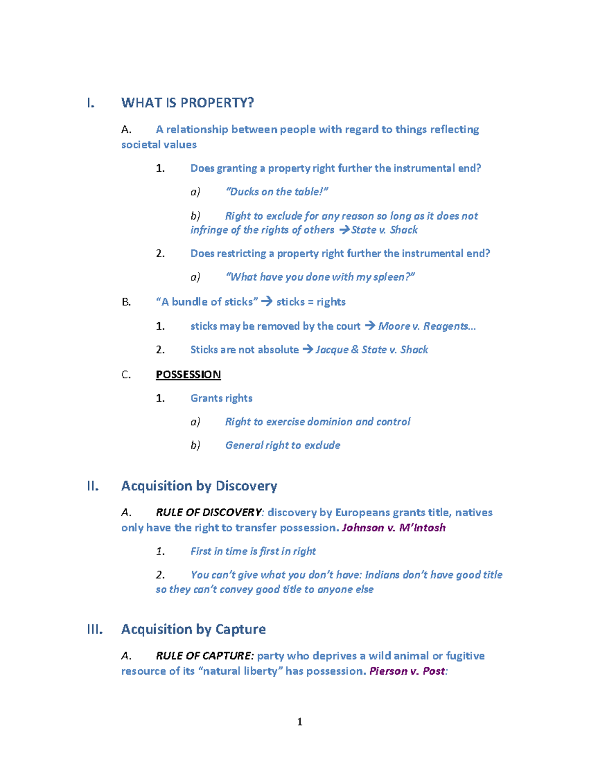 Property Outline - Beginning - Bundle of Sticks to Rights of Owners - I ...