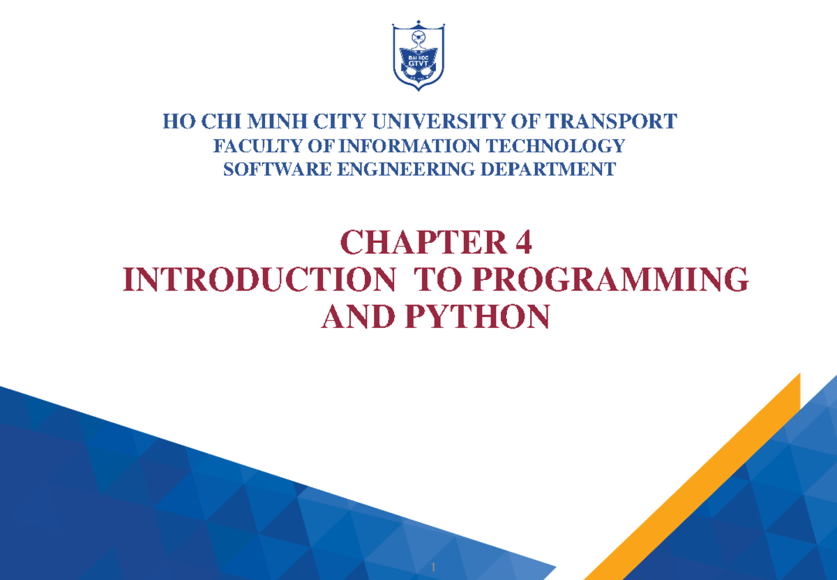 Chapter 4 - Intro to Programming and Python - CHAPTER 4 INTRODUCTION TO ...
